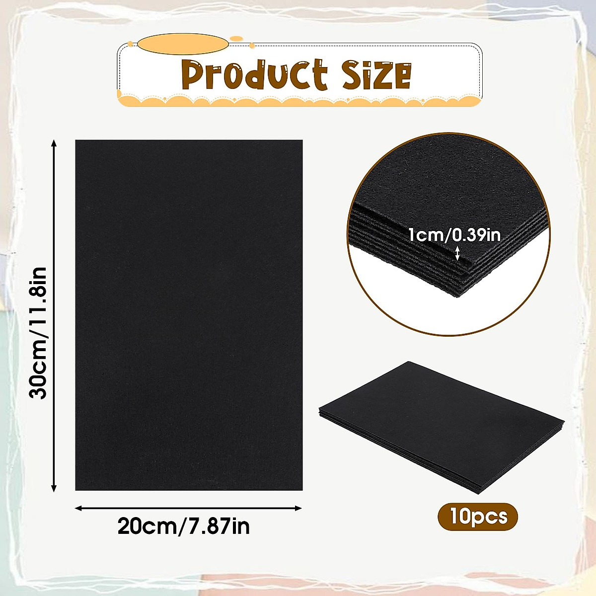 Mozeat Lens Black Felt Fabric, 10 Pcs 11.8 * 7.9 Inch Felt Sheets for Crafts, 1mm Thick Hard Fabric Skin Felt, Stiff Felt Sheet Felt Squares Material for DIY Projects Craftwork Patchwork Decoration
