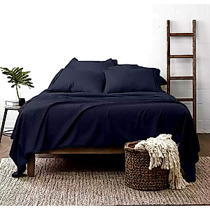 MGPS 100% Real Certified Organic Cotton Bedsheet Set, Full Size 6 Piece 800-Thread-Count Sheet Set, [1 Fitted + 1 Flat + 4 Pillowcases], Extra 24" Deep Pocket - Navy Blue