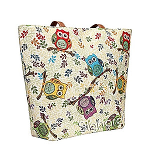 Signare Tapestry Shoulder Bag Tote Bag for Women with Owl Design (SHOU-OWL)