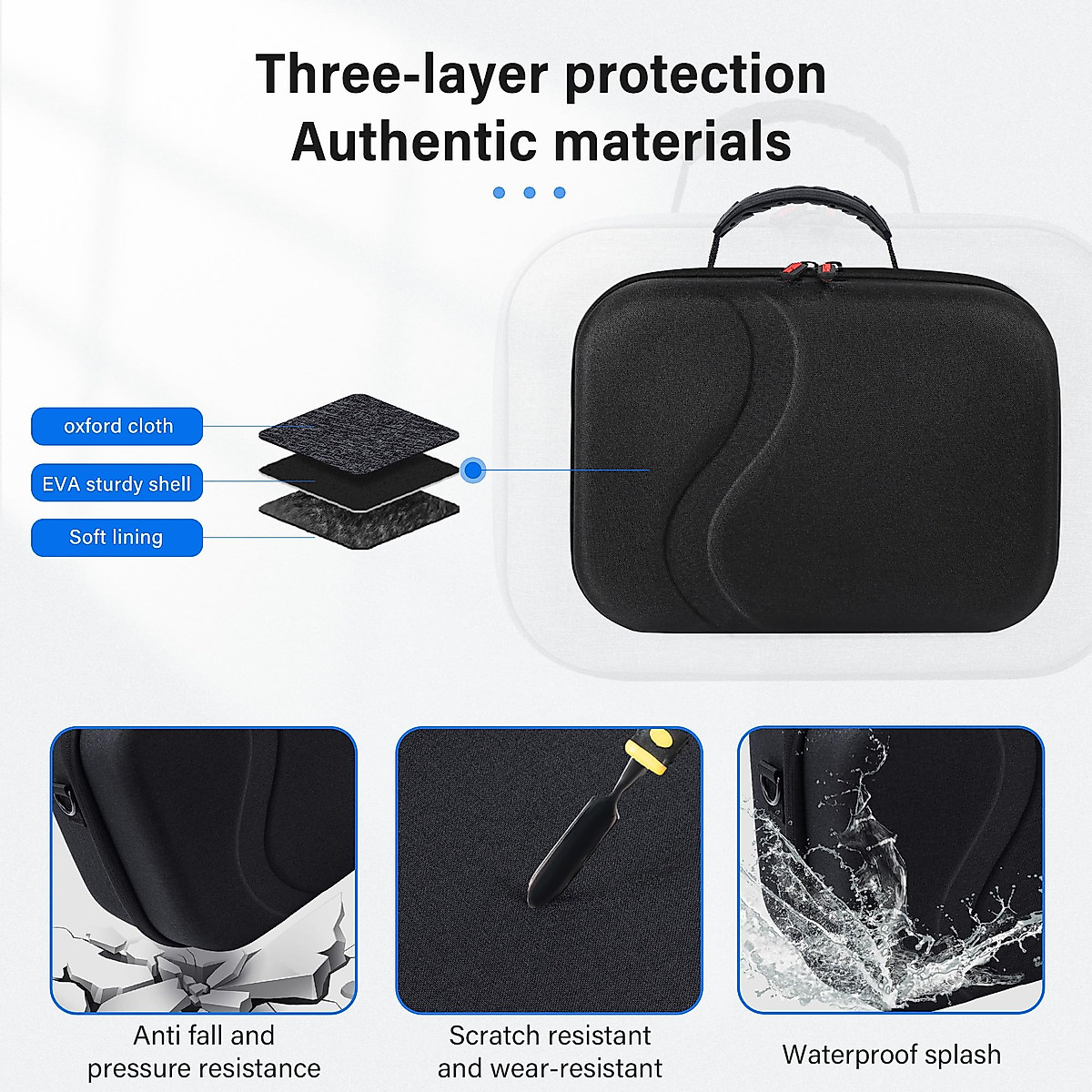 Large Carrying Case for Meta Quest 3S/3, Hard Travel Case Compatible With BOBOVR S3 Pro/KIWI Design Battery Head Strap, Controller and Accessory, Portable Hard Shell Bag, Black