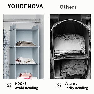 YOUDENOVA Hanging Closet Organizer, 6-Shelf Closet Hanging Shelves, Grey