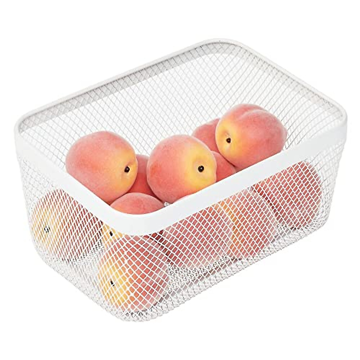 mDesign Steel Food Storage Organizer Bin Mesh Basket, Space Saving for Kitchen Cabinets, Countertop, Pantry, Fridge, Freezer Organization, Canned Food, Sugar, Flour, Meshi Collection - 2 Pack - White