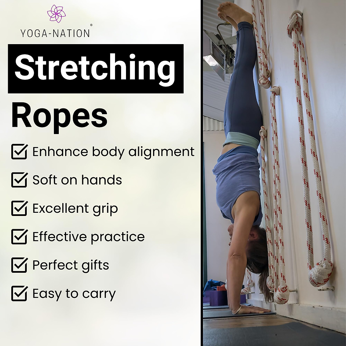 YOGA-NATION Iyengar yoga wall ropes(2 long & 2 small ropes)