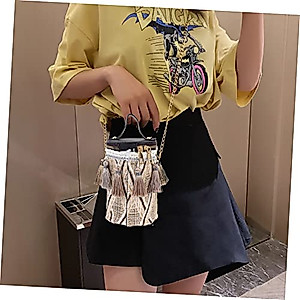 TENDYCOCO 4pcs Straw Cylinder Straw Purses for Women Fringe Purses for Women Woven Purses for Women Straw Hobo Bag Woman Woven Pouch Straw Woven Bag Portable Bag Casual Woven Messenger Bag