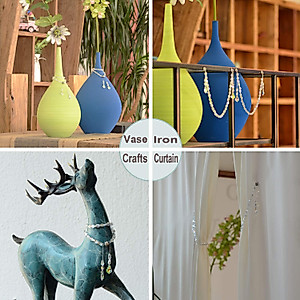 Magnetic Curtain Tiebacks,Crystal Beads Rope Drapery Holdbacks Holder for Small,Thin or Sheer Window Draperies,12 Inch Long,2 Pack (White)