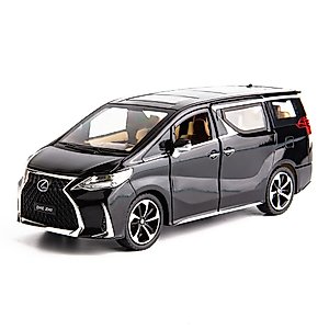 WAKAKAC Model Car 1/24 Lexus LM300 Alloy Pull Back Metal Collectible Toy Car with Light and Sound Toy Vehicle Door Can be Opened, Gift Black.