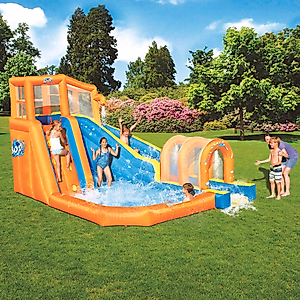 Bestway Hurricane Tunnel Blast Inflatable Water Park Play Center | Includes Big Water Slide, Water Blob, Climbing Wall, and Pool Area | Outdoor Summer Fun for Kids & Families