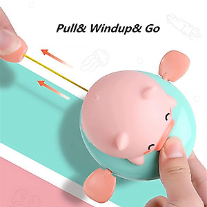 BARTIDO Baby Bath Toys, Kids Bath Toys for Toddlers 1-3, Mold Free Wind Up Pull & Go Pool Swimming Animals Fish& Pig Whale Water Spray Bathtub Squirter Toys for Kids Toddlers Boys Girls Age 2-4