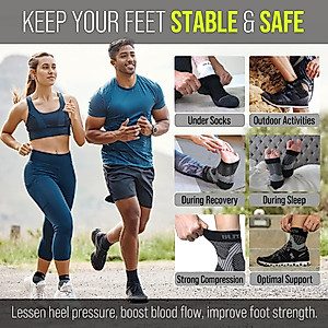 Foot & Ankle Brace Socks - Plantar Fasciitis Relief Neuropathy Socks, Arch Support for Women & Men, Ankle Compression Sleeve for Heel Spurs, Tendonitis, Ankle Wrap for Sprained Ankle Black S-M