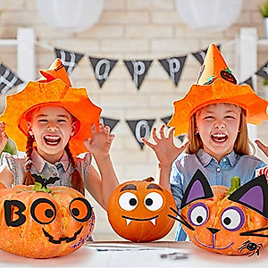 124 Pieces Halloween Foam Stickers Eva Halloween Pumpkin Decorating Craft Stickers DIY Pumpkin Shape Stickers Kit for Halloween Party Supplies Trick Or Treat Party Favors