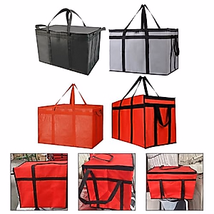 Insulated Food Delivery Bag, XXXL Pizza Delivery Bags for Hot and Cold Food, Commercial Large Capacity Reusable Warming Bag, Catering Cooler Bag for Doordash, Warmers for Parties(All black)