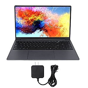 Shanrya HD Laptop, Fingerprint Reader Large Memory Quad Core Numeric Keypad 15.6in IPS Laptop LED Keyboard Backlight 15.6in IPS for Home