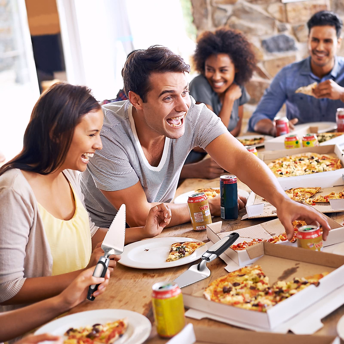 10 Pcs Pizza Spatula Pie Server Set Stainless Steel Pizza Spatula Cake Cutter Serrated Cake Server Tart Dessert Pie Slicer with Comfortable Handle for Wedding Birthday Kitchen Cutting Serving Utensils