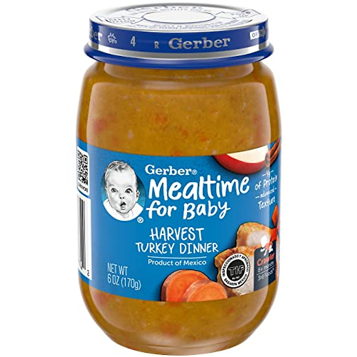 Gerber Mealtime for Baby 3rd Foods Baby Food Jar, Harvest Turkey Dinner, Advanced Texture with No Artificial Flavors or Colors, 6 OZ Glass Jar (Pack of 12)
