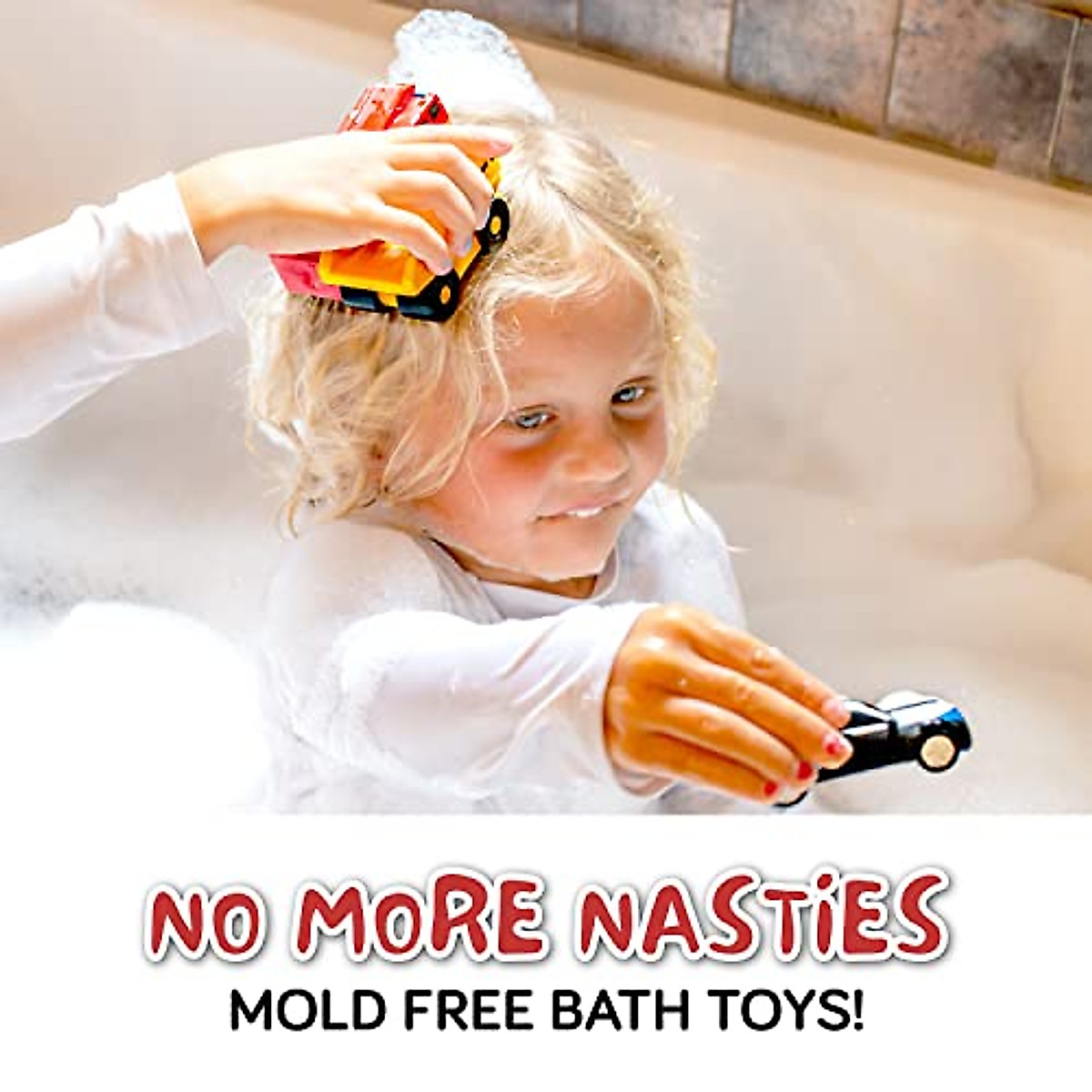 No Hole Bath Toys for Babies and Toddlers, Car Mold Free Bath Toys, Bath Toys no Mold for Tub, Beach, Pool, BPA-Free, Safe, Fun Infant Baby Bath Toys No Holes 0 1-3 6 12 18 Month