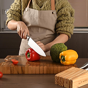 KATISUN Kitchen Knife Set, 6 Pieces Knife Block Sets with Pine Knives Drawer Organizer, Perfect for Home and Chefs, Premium Knife Holder, Gift for Holiday and Housewarming