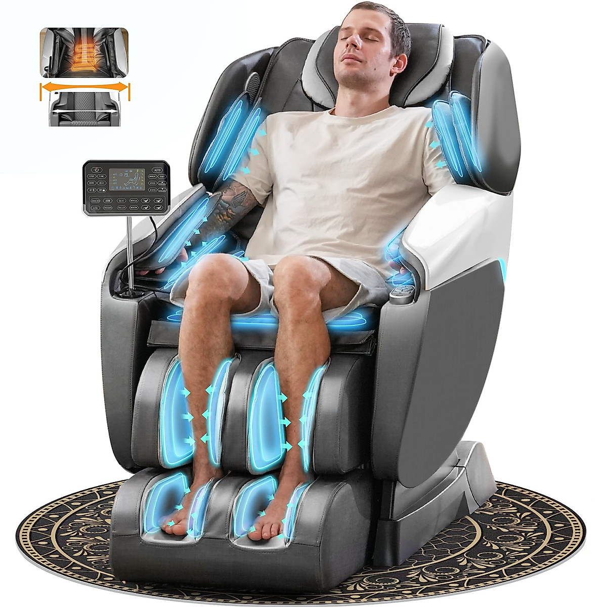Notired Massage Chair Full Body, 4D SL-Track Zero Gravity Shiatsu Recliner with Mat, 9 Pre-Set Auto-Programmed, Body Scan, Airbag Massage