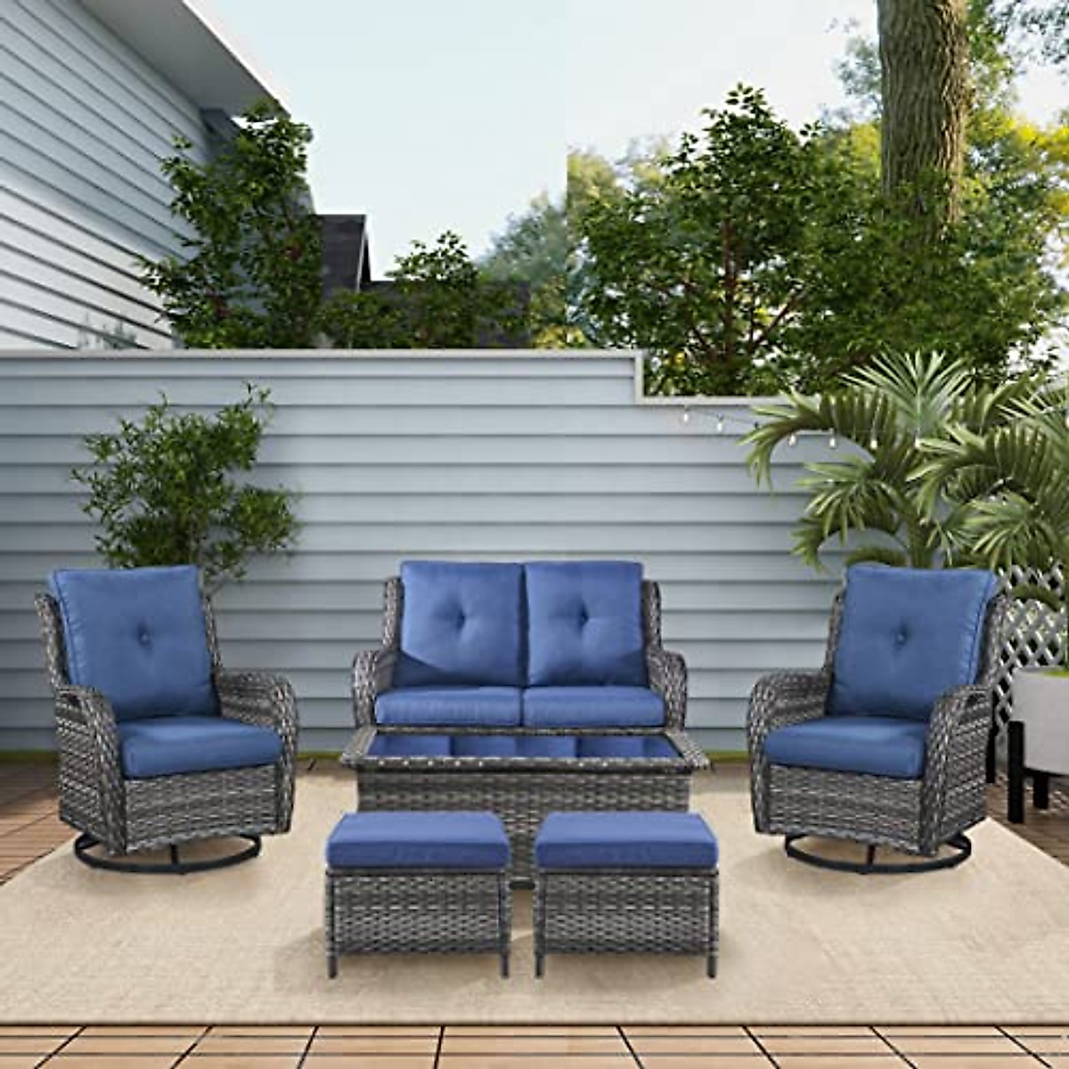 Belord Outdoor Loveseat Small Patio Furniture 2 Seater Sofa Brown Wicker Couch Rattan Settee for Single-Family House