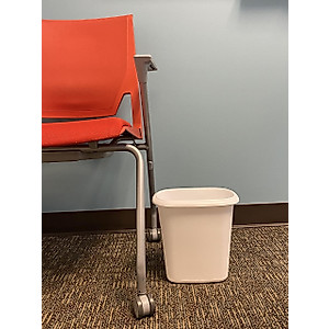 Rubbermaid Vanity Trash Can/Wastebasket, 1.5-Gallons/6-Quarts, White, Small Bathroom/Bedroom/Office Trash can, Fits under Desk/Sink