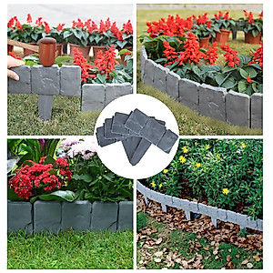Acrux7 20 Pack Garden Edging Border, Plastic Garden Lawn Edging, DIY Grey Stone Effect Edging Plant Border, Garden Edging Flower Bed Edging for Walkways Landscape Garden Patio Lawn