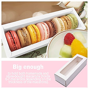 25 Macaron Boxes, Macaron Gift Box, (Interior Mesurement 7.2 inch×1.96 inch×1.96 inch), Macaroons White macaron box，Macaron Packaging Boxes with Clear Window Kraft without Macarons inside