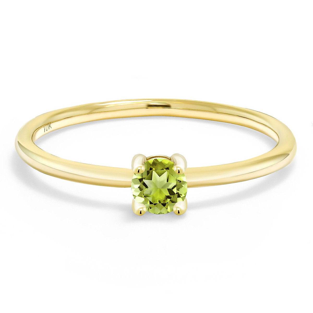 Gem Stone King 10K Yellow Gold 3.5MM Round Gemstone Birthstone Solitaire Engagement Ring | Wedding Anniversary Promise Gold Ring For Women | Available In Size 5, 6, 7, 8, 9