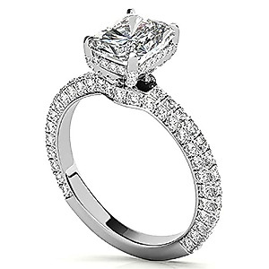 Kiara Gems 1.60 CT Radiant Moissanite Engagement Ring Wedding Bridal Ring Set Solitaire Accent 4-Prong-Setting 10K 14K 18K Solid Gold Sterling Silver Anniversary Promise Ring Gift for Her (11.5)