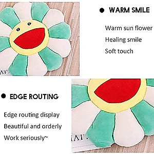 Oneshow Sunflower Pillow Soft and Comfortable Sunflower Smiley Cushion, Floral Plush Pillow, 16.5 in/42 cm Colorful Sunflower Plush Rainbow Decorative Pillow Home Bedroom Store Restaurant Decoration