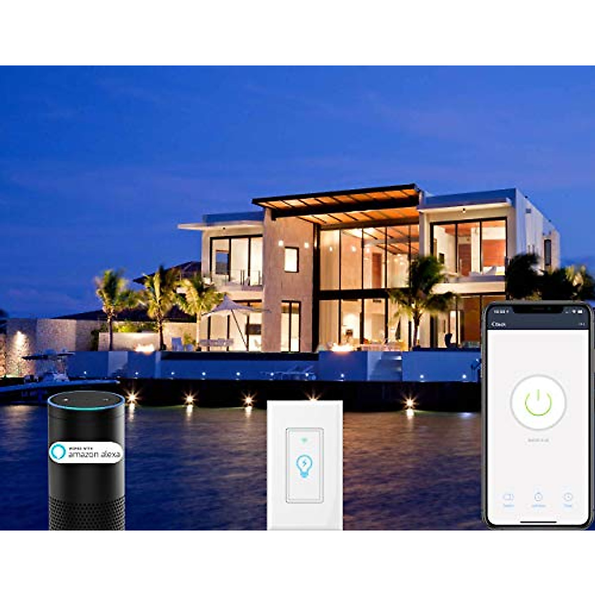 Micmi Smart WiFi Light Switch Compatible with Alexa/Google Home IFTTT Timing Wireless Voice Control Function, Suit for 1/2/3/4 Gang Switch Box in Wall, Neutral Wire Required 1pack