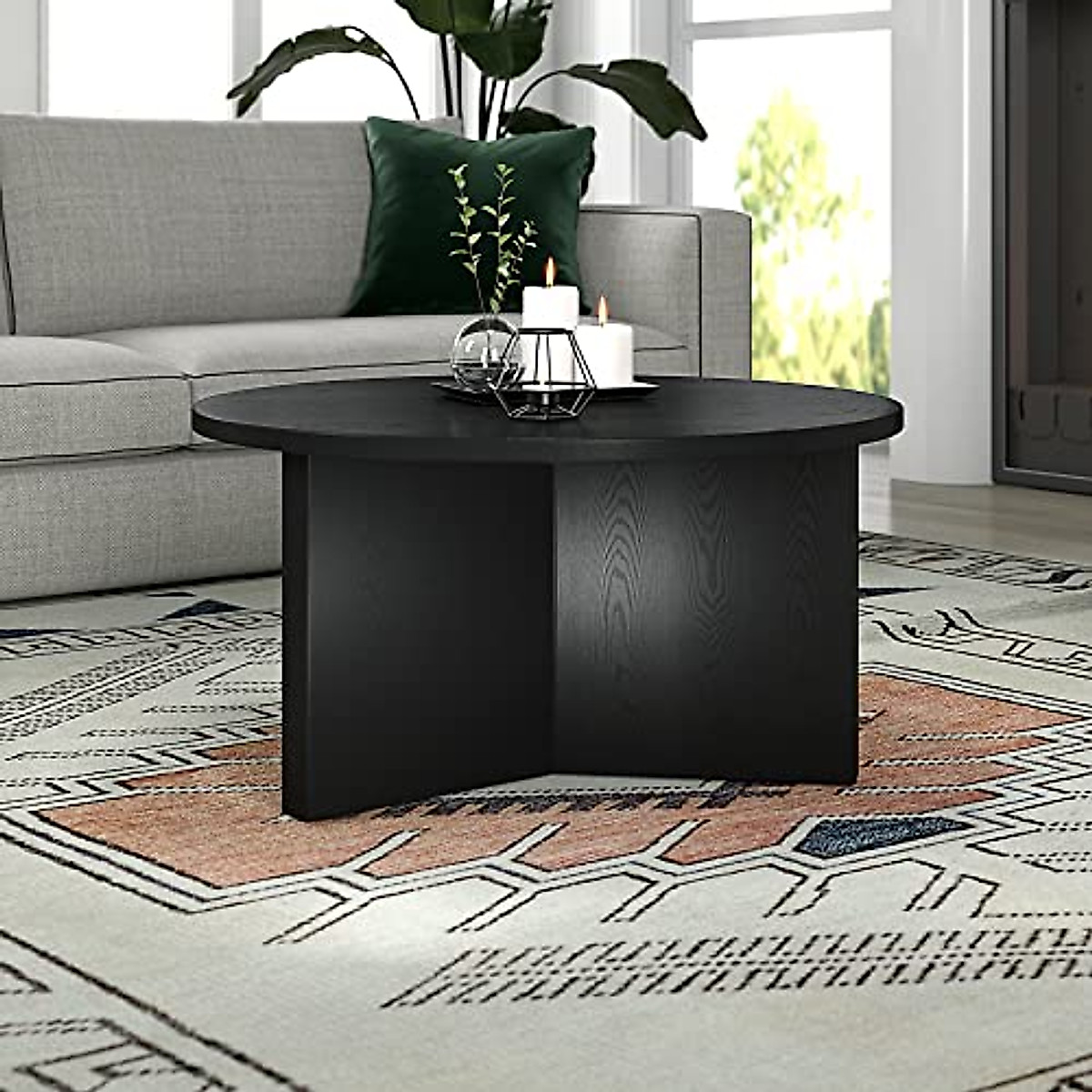 Henn&Hart Anders Coffee Table, 32" Wide, Black