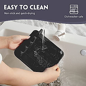 KITEXPERT Silicone Spoon Rest for Stove Top & Kitchen Counter - Non-Slip Utensil Rest with Drip Pad for Ladle, Spatula, Tongs and More Multifunctions - Heat Resistant Cooking Spoon Holder (Black)