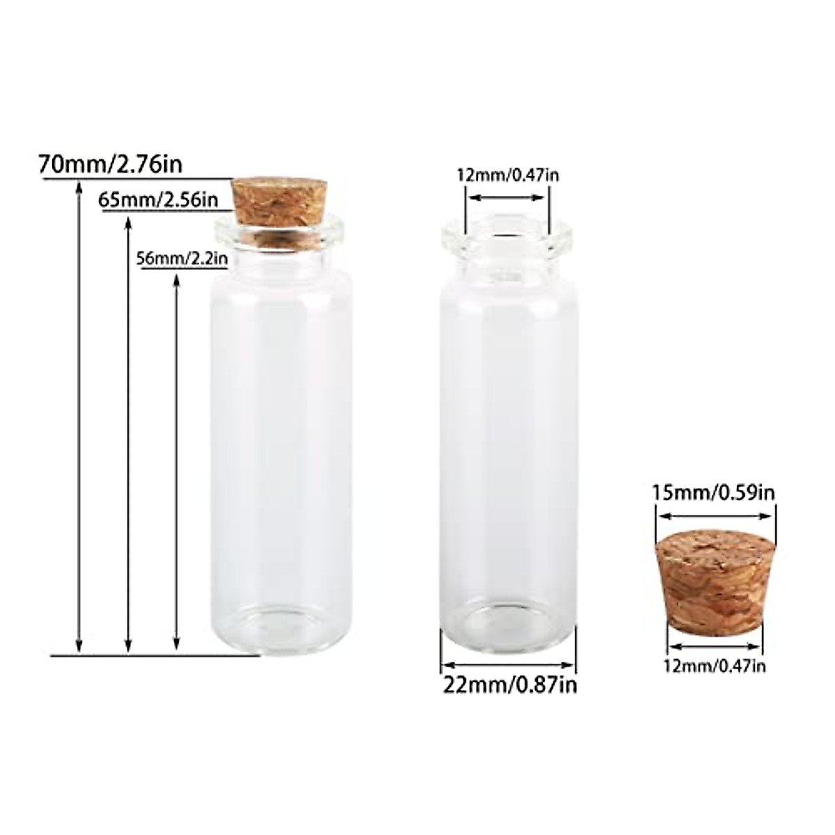 MaxMau 100 Small Glass Bottles with Cork Stoppers,15ml Glass Vials Tiny Jars for Wedding Favors Party Gift Room Decoration Seed Storing Containers Art Paint Display