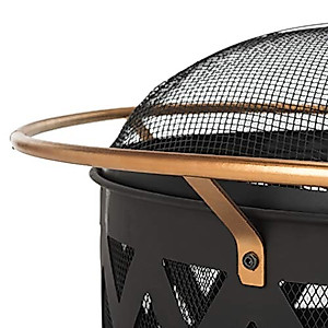 Safavieh PIT2003A Outdoor Collection Bryce Copper and Black Round Fire Pit