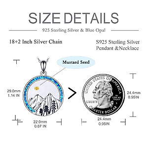 VONALA Mustard Seed Necklace 925 Sterling silver Mountain Blue Opal Necklace Faith Move Mountain Jewelry Gift for Christian Necklace