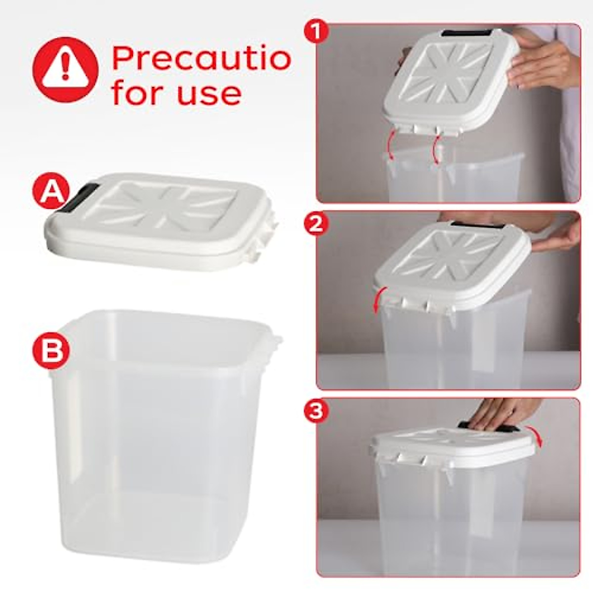 LivLab 10LBS Flour Container - Rice Dispenser 10LBS/5KG/5Qt Food Cereal Container Bins with Measuring Cup for Household Pantry Organization (10 LBS)