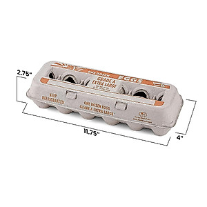 Printed Natural Pulp Egg Cartons Holds Up to Twelve Eggs - 1 Dozen Extra Large - Strong Sturdy Material Perfect For Storing Extra Eggs - by MT Products (25 Cartons) - Made in The USA