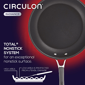 Circulon Radiance Deep Hard Anodized Nonstick Frying Pan /Skillet with Lid - 12 Inch, Gray