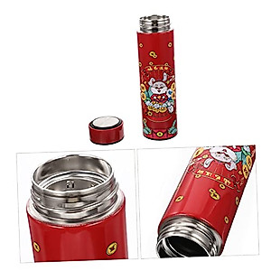 Veemoon 4pcs Year of The Rabbit Cup Year of The Rabbit Gift Chinese New Year Water Bottle Chinese Water Bottle Funny Water Bottles Souvenir Stainless Steel Travel Insulation