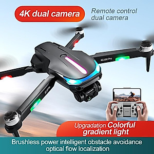 Asiasioc Dual 4K Hd FPV Camera Drone Dual Camera Three Side Obstacle Avoidance Brushless 2.4G WiFi Foldable RC Quadcopter FPV Helicopter