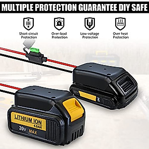Battery Adapter for Dewalt Battery, Power Wheel Adapter for Dewalt 20v Battery,Power Wheels Battery Conversion Kit with Fuse and 14 Gauge Wire Connector for Ride On Truck, Robotics, Rc Toys
