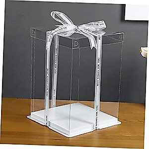 GARVALON 2pcs 3 1 cake box square Cake Carriers clear container with lid Transparent Cake cupcake holder with lid Disposable Cake Containers Carriers baby white gift box the pet Storage Box