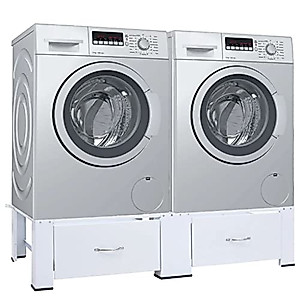 CHARMMA Washing Maching Stand,Double Washing Machine Pedestal Base Stand With Storage Drawers Stand Base For Dryers, Refrigerators, Home Appliances Mini Fridge Raiser 54.5"x 27.2"x 12.8"(WxDxH)