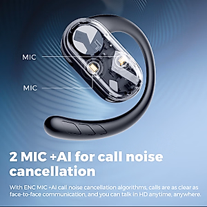 SoundPEATS Breezy Open Ear Headphones, 40Hrs Playtime, 90° Adjustable Wireless Earbuds, Bluetooth 5.4 Earphones, 12mm Drivers, 4 Mics with AI Call Noise Cancellation