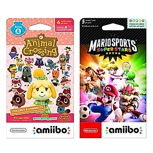 Nintendo Animal Crossing Cards Series 4 (Pack of 6 Cards) and Mario Sports Superstars amiibo (Pack of 5 Cards) - Bundle - Nintendo Switch ,3DS and Wii U