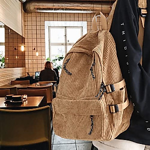 Kawaii Cute Aesthetic Fuzzy Fluffy Plush Sherpa Fleece Corduroy Backpack Rucksack Daypack School Teen Girls Children Women (black) Large