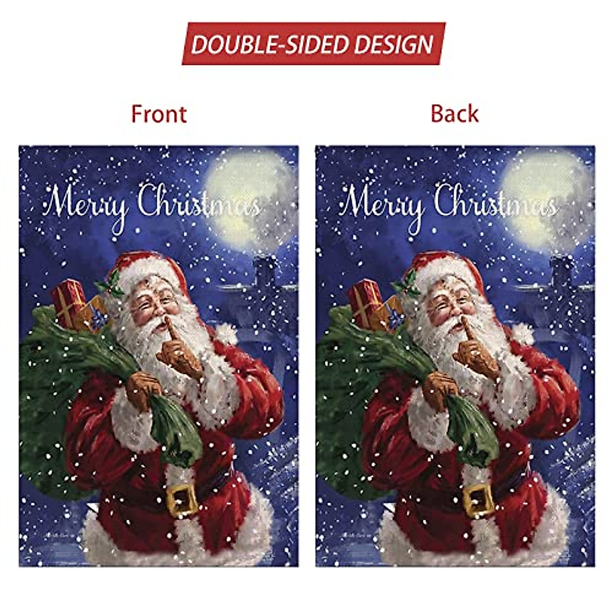 Merry Christmas Flag - 1 Set Santa Claus Double-Sided Burlap Garden Flag for Holiday Sign Banner for Outdoor Decoration 12 x 18 inches