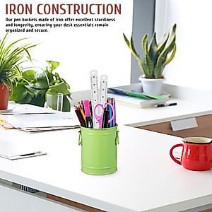 NUOBESTY 4pcs Mini Trash Can for Desk: Metal Wastebasket Tiny Waste Garbage Bin Color Pencil Holder Multifunctional Desk Organizer for Office Home