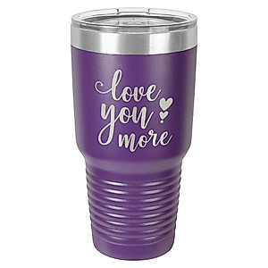 LOVE YOU MORE Purple 30 oz Tumbler With Straw and Slide Top Lid | Stainless Steel Travel Mug | Compare To Yeti Rambler