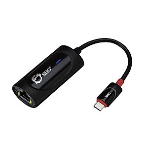 SIIG USB Type C to Gigabit Ethernet Adapter - 10/100/1000 Mbps LAN adapter for Windows and Mac Systems, Thunderbolt 3 (Black)