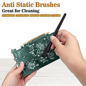 Small Portable Nylon Anti Static Brushes Electronics Computer Keyboard Laptop Cleaning Brush Kit (Black, Set of 8)